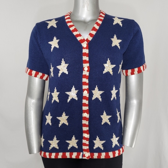 Vintage | Sweaters | Quaker Factory Usa Cardigan Sweater Short Sleeve ...